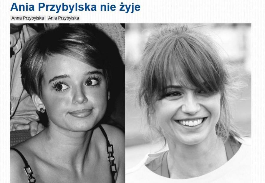 Wpadka plotkarskiego serwisu. Pudelek uśmiercił Anię Przybylską ...